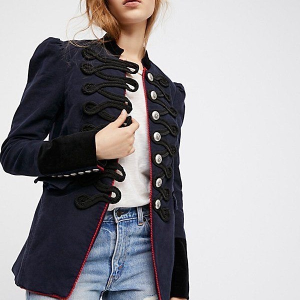 Free People Nwot Structured Military Jacket - Gem